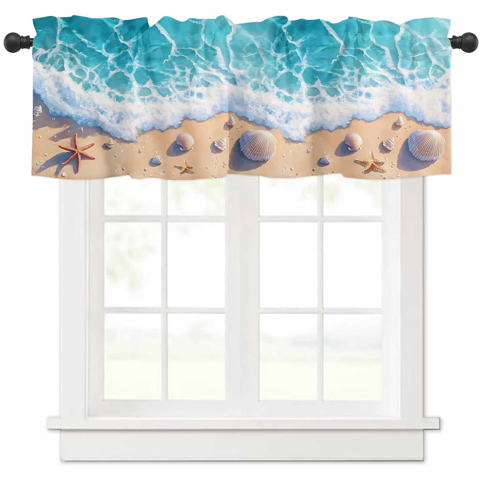 Ocean Beach Valances for Windows Farmhouse Kitchen Curtains Valances ...