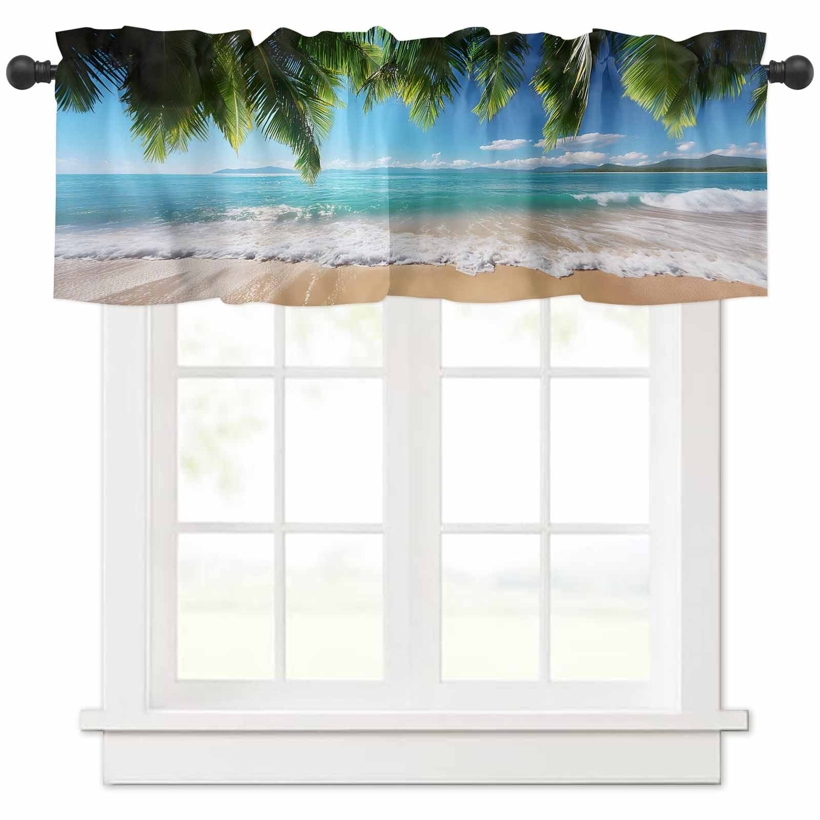 Ocean Beach Valances for Windows Farmhouse Kitchen Curtains Valances ...