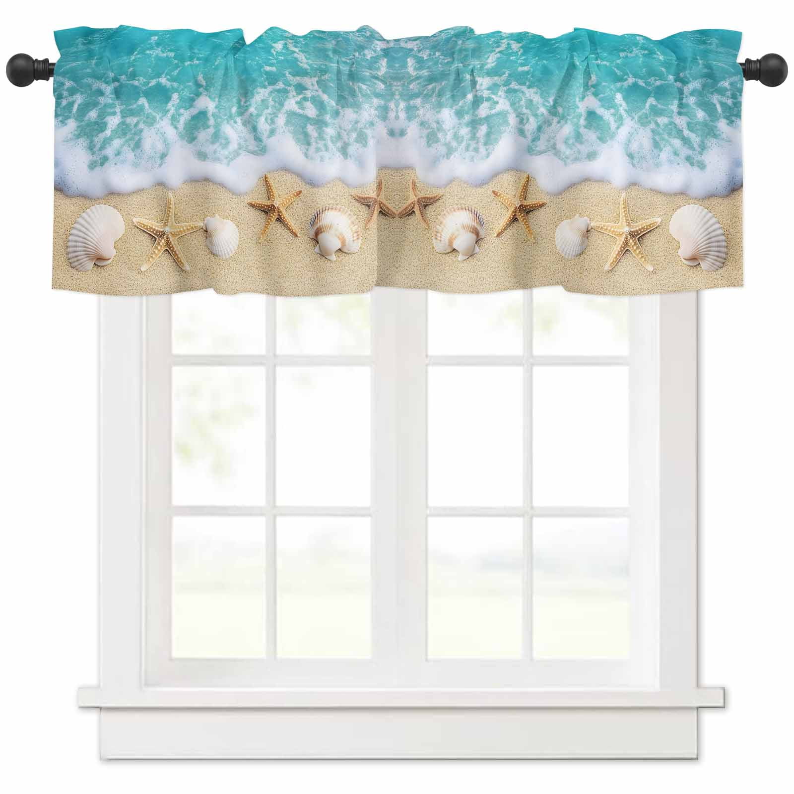 Ocean Beach Valances for Windows Farmhouse Kitchen Curtains Valances ...