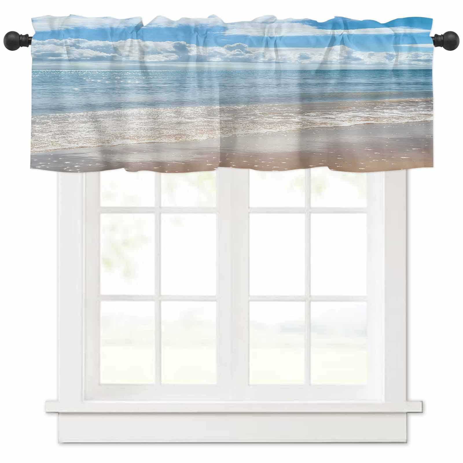 Ocean Beach Valances for Windows Farmhouse Kitchen Curtains Valances ...