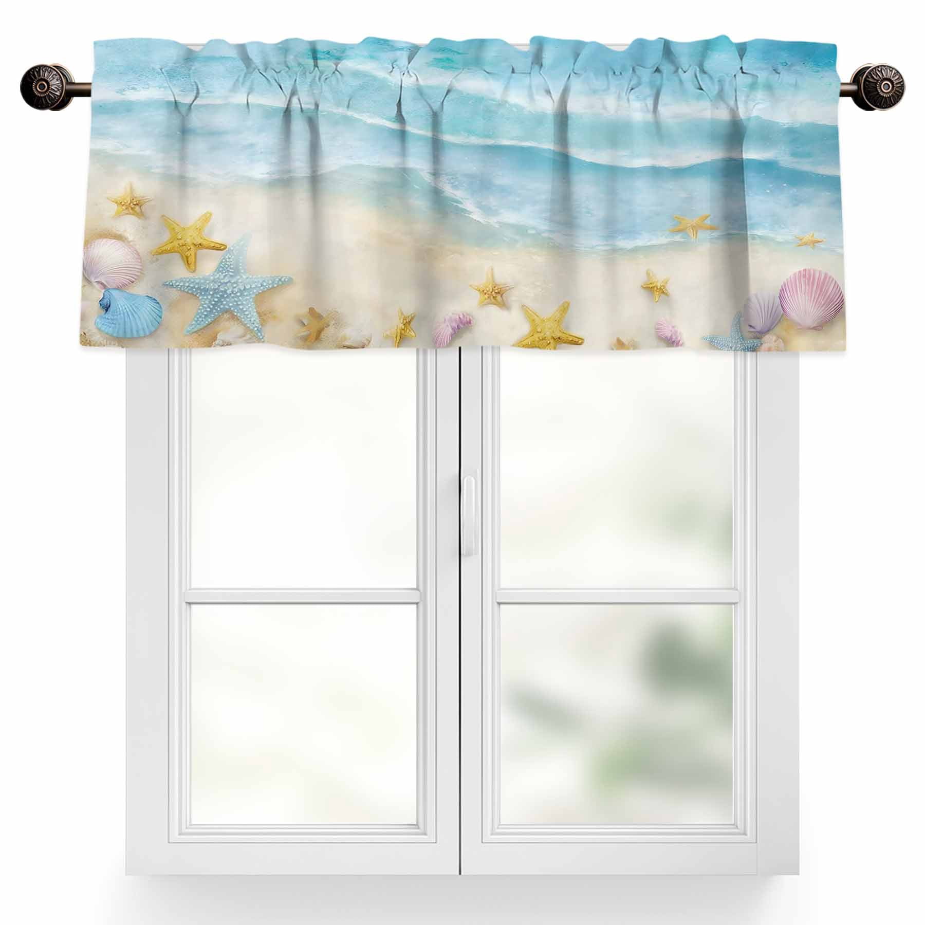 Ocean Beach Valances for Windows Gradient Blue Ocean Waves Blue Pink ...