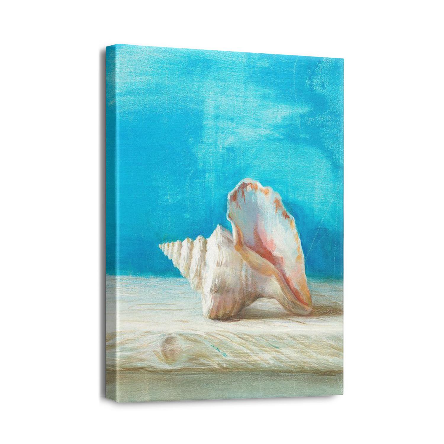 Ocean Beach Wall Decor Nautical Seashell & Starfish Art, Modern Canvas ...