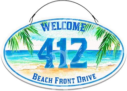 Ocean Beach Watercolor Themed Large Size Address Welcome Sign - Walmart.com