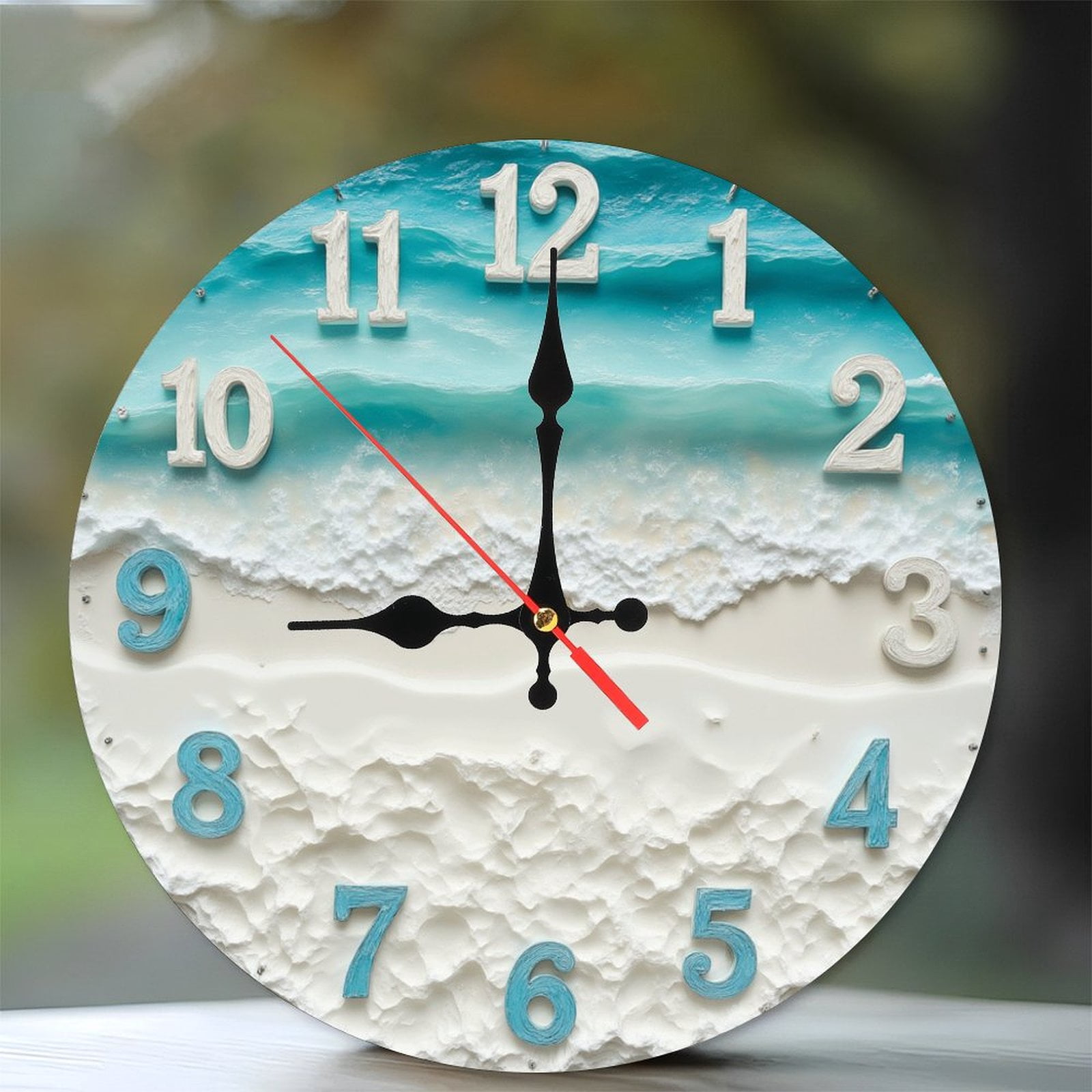 Ocean Beach Wave Resin Clock Wall Decor 10-Inch Silent Wooden Wall ...