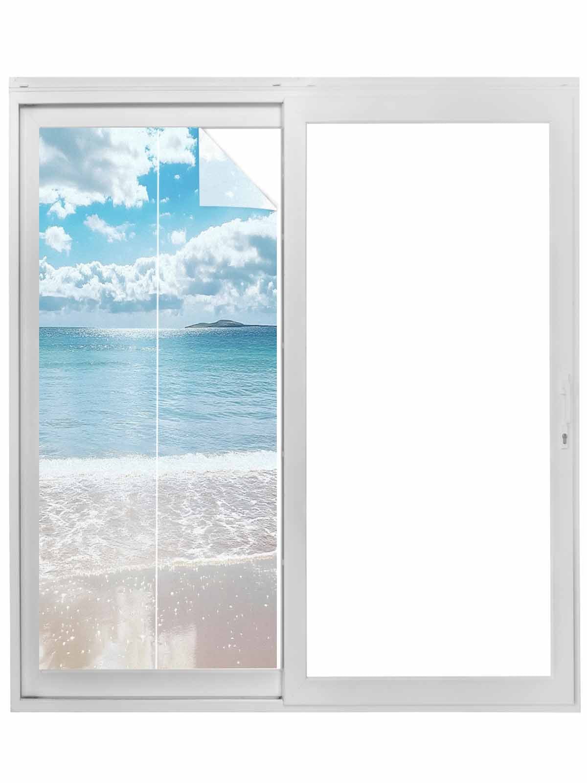 Ocean Beach Window Privacy Film Stained Glass Window Film Decorative ...