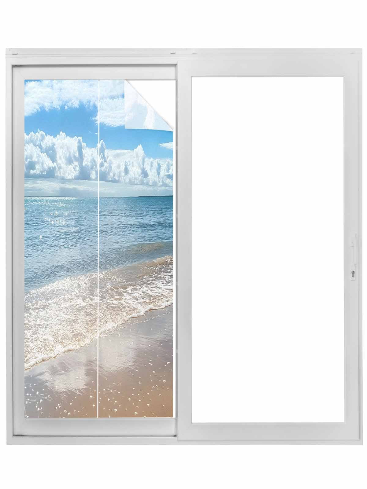 Ocean Beach Window Privacy Film Stained Glass Window Film Decorative ...