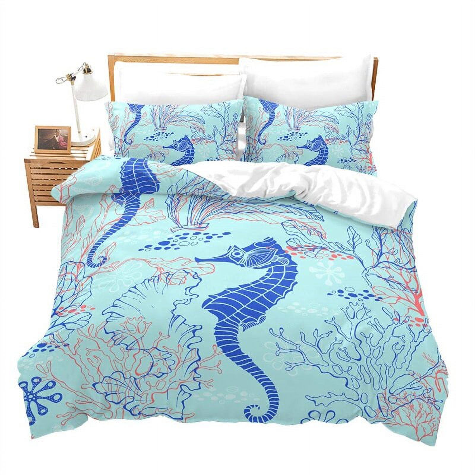 Ocean Bedding Set Nautical Coastal Bedding hippocampus Comforter Cover ...