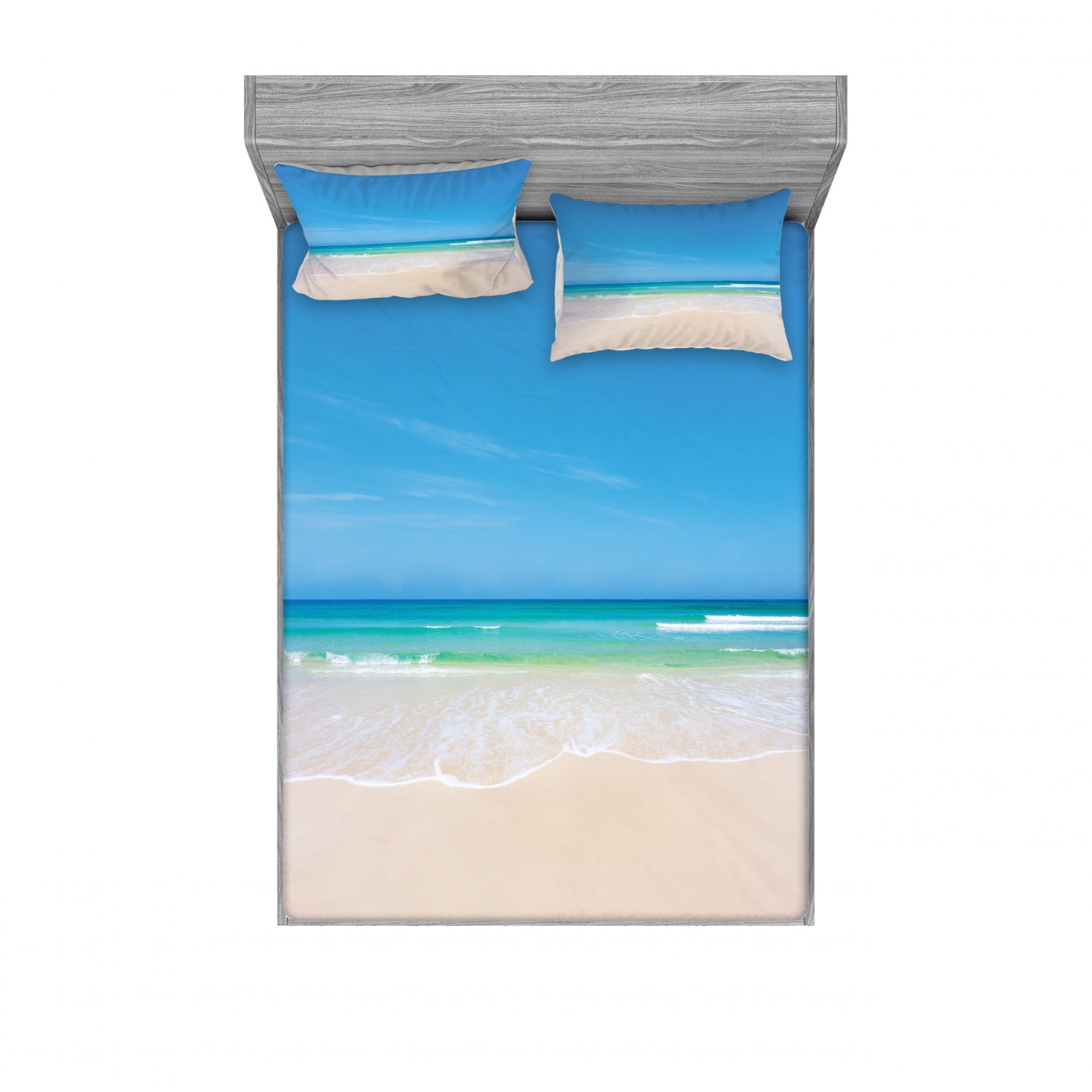 Ocean Bedding Set with Sheet & Covers, Summer Sandy Paradise Beach Sea ...