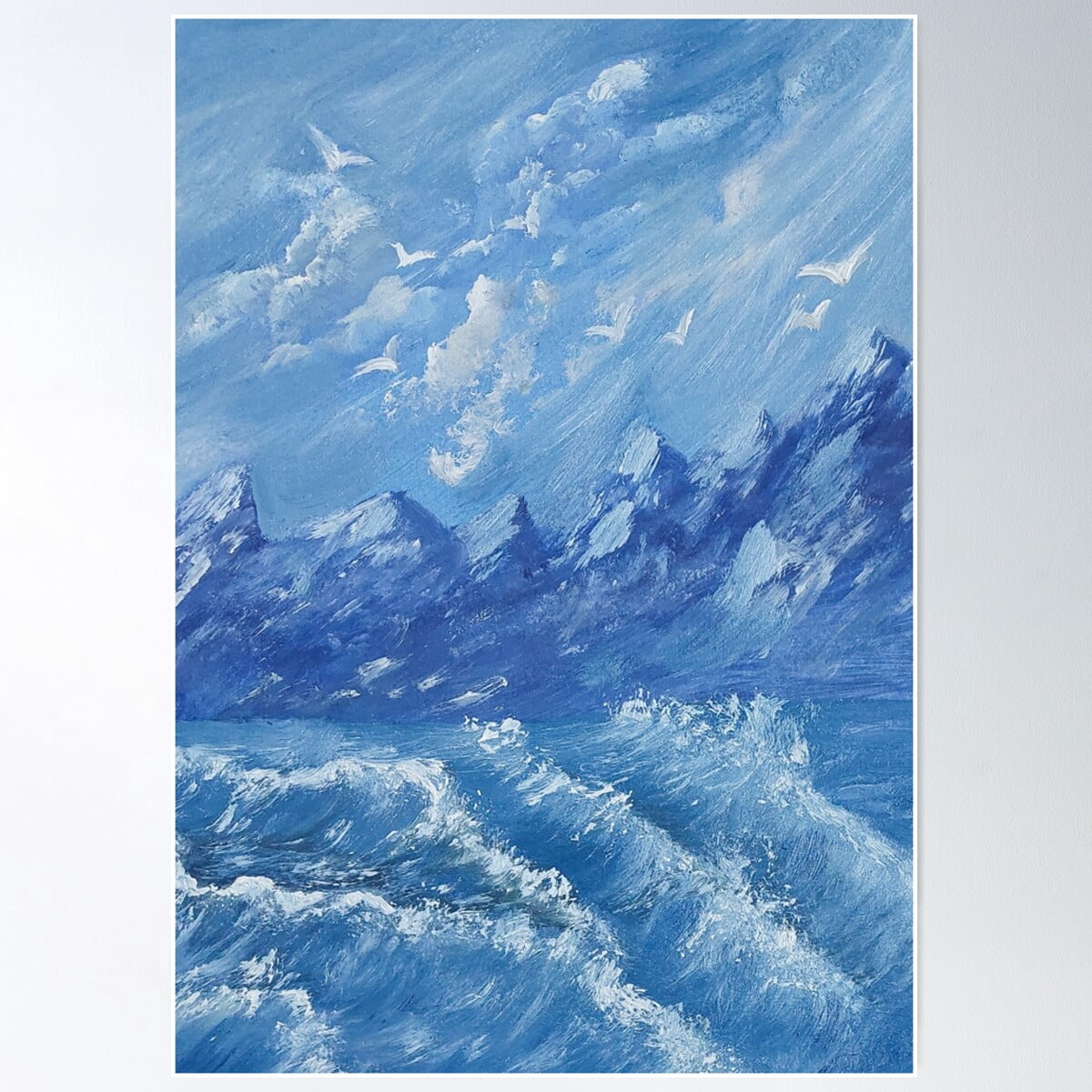 Ocean Birds - Oil Painting Poster Wall Art, Modern Wall Decor For ...