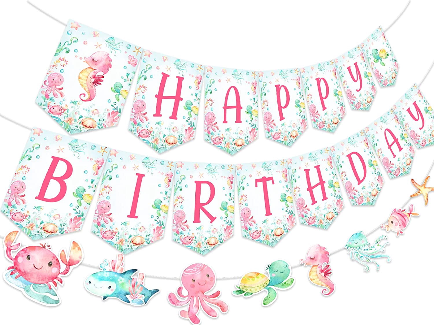 Ocean Birthday Party Decorations for Girl, Ocean Theme Happy Birthday ...