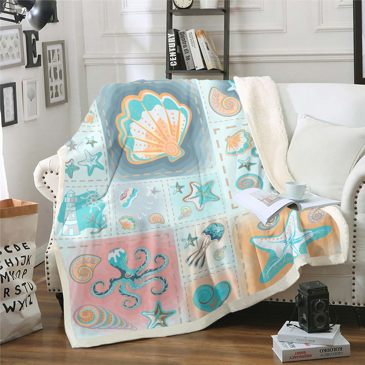 Ocean Blanket 30"x40" Octopus Tentacles Patchwork Throw Blanket for ...