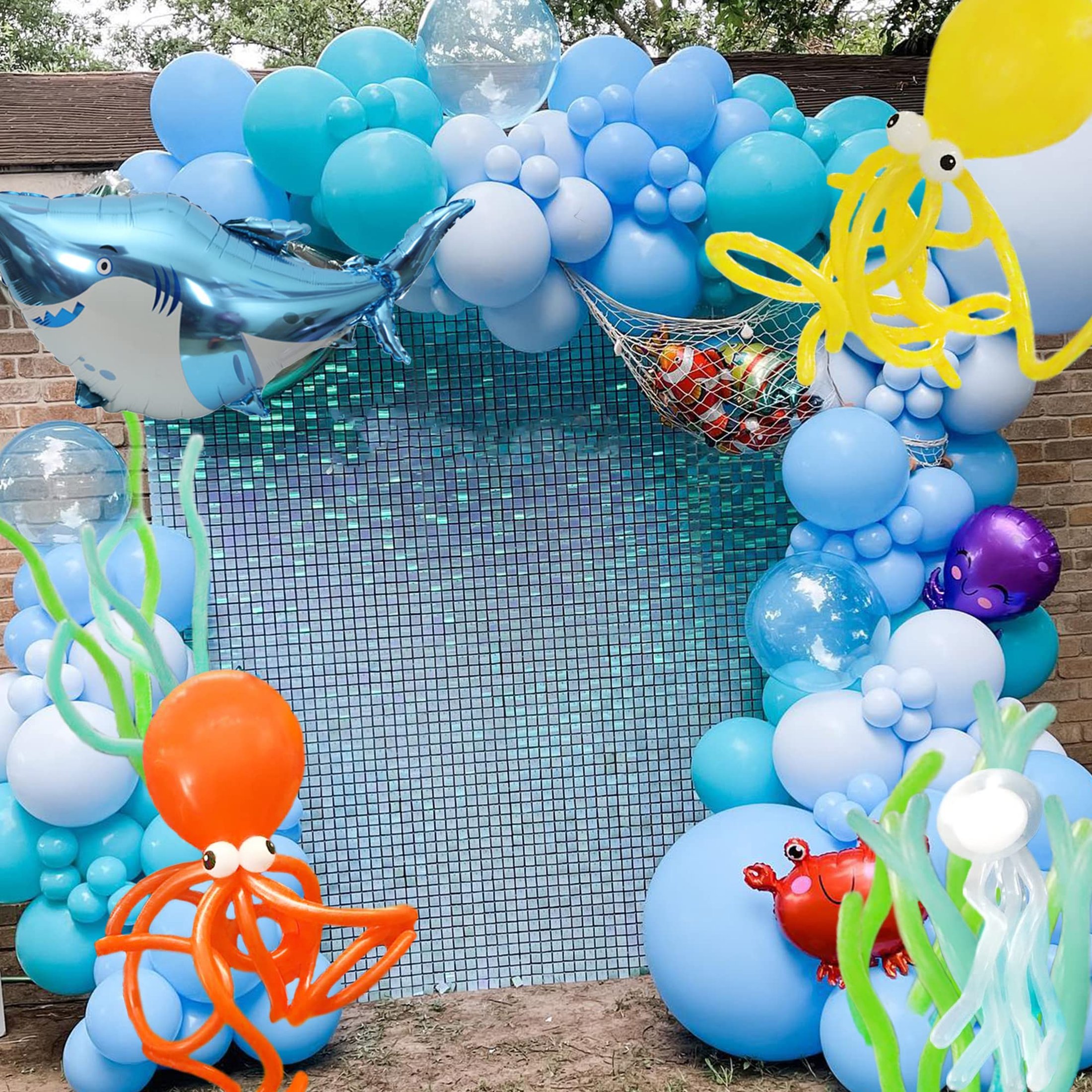 Ocean Blue Balloon Bash Kit - 172pc Undersea Theme Birthday Party ...