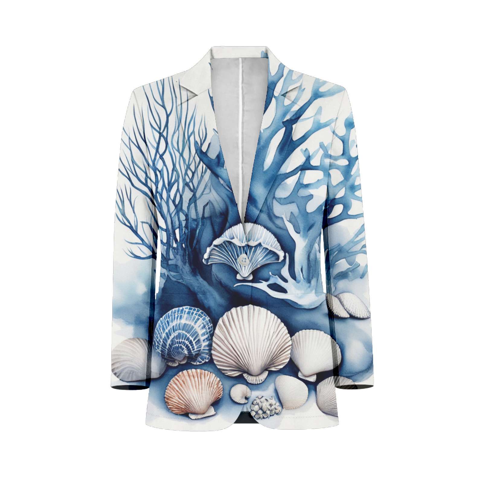 Ocean Blue Coral Seashell Mens Suits Shawl Collar Slim Fit Suit Mens ...