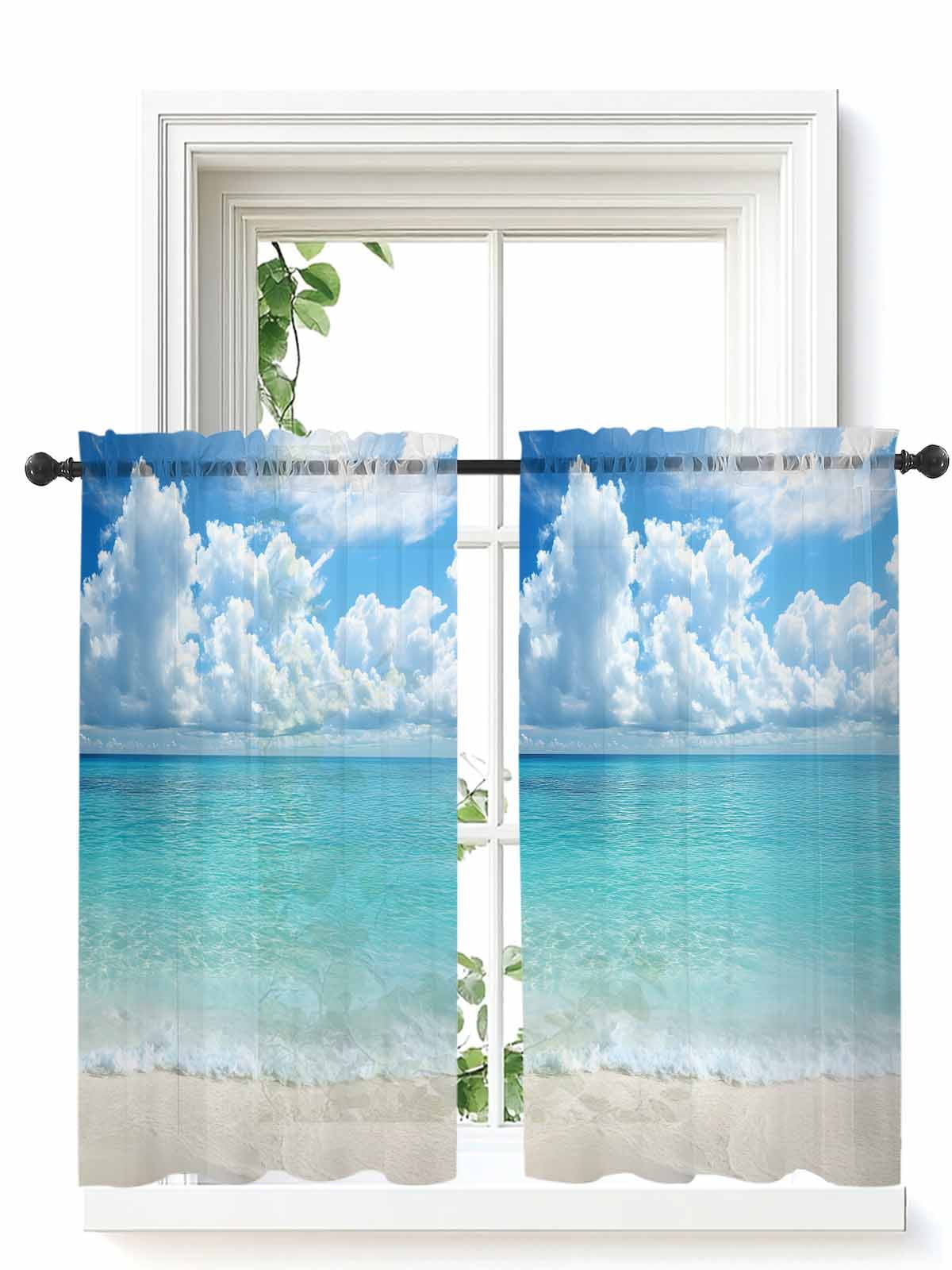 Ocean Blue Curtains 54 Inch Length,Sheer Curtains for Bedroom Living ...