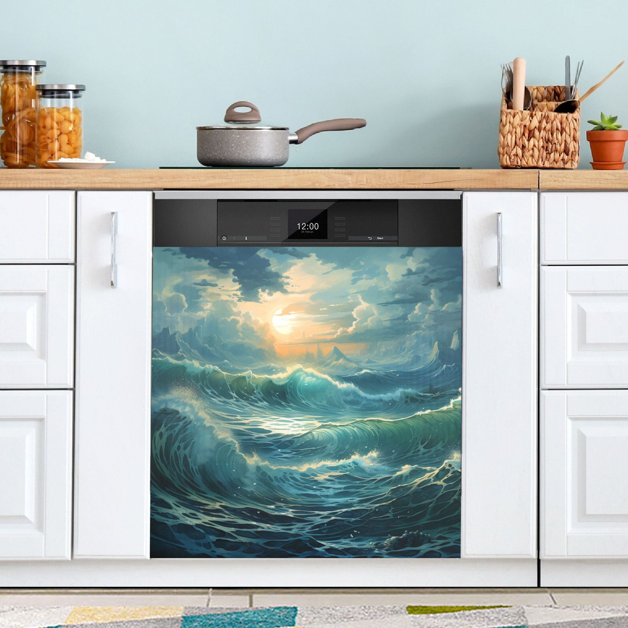Ocean Blue Dishwasher Magnetic Covers Magnet Sticker Kitchen Decor ...