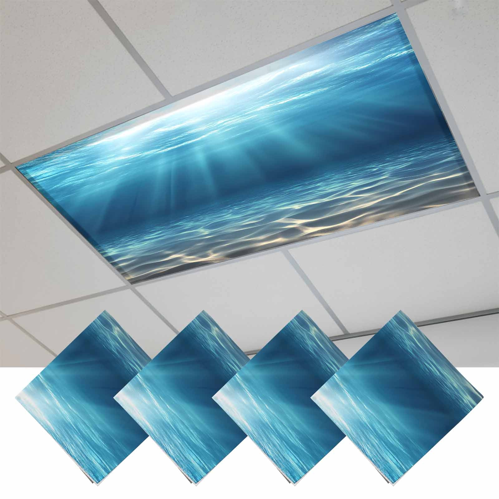 Ocean Blue Magnetic Fluorescent Light Covers for Ceiling Lights 2x4Ft ...