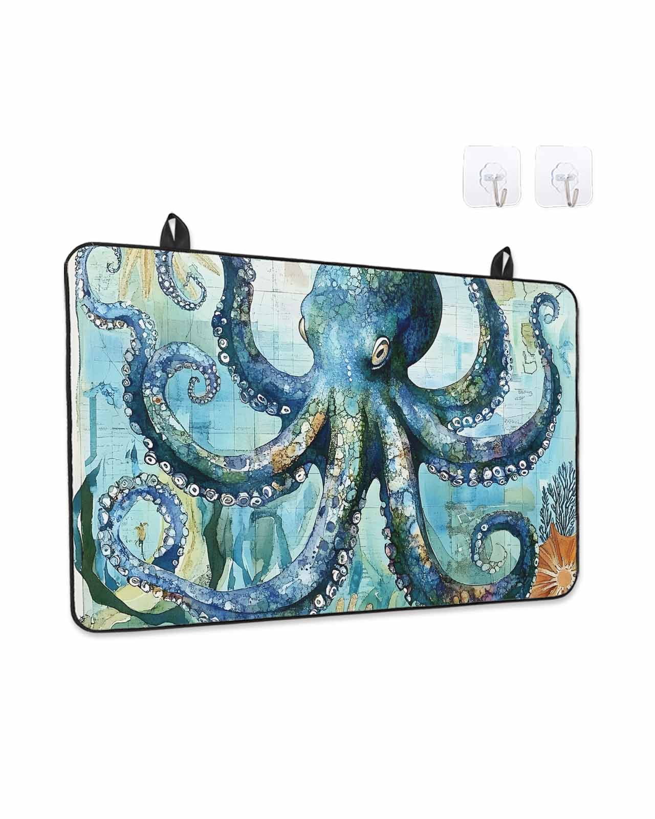 Ocean Blue Octopus Stove Top Covers for Electric Stove, Kitchen Glass ...
