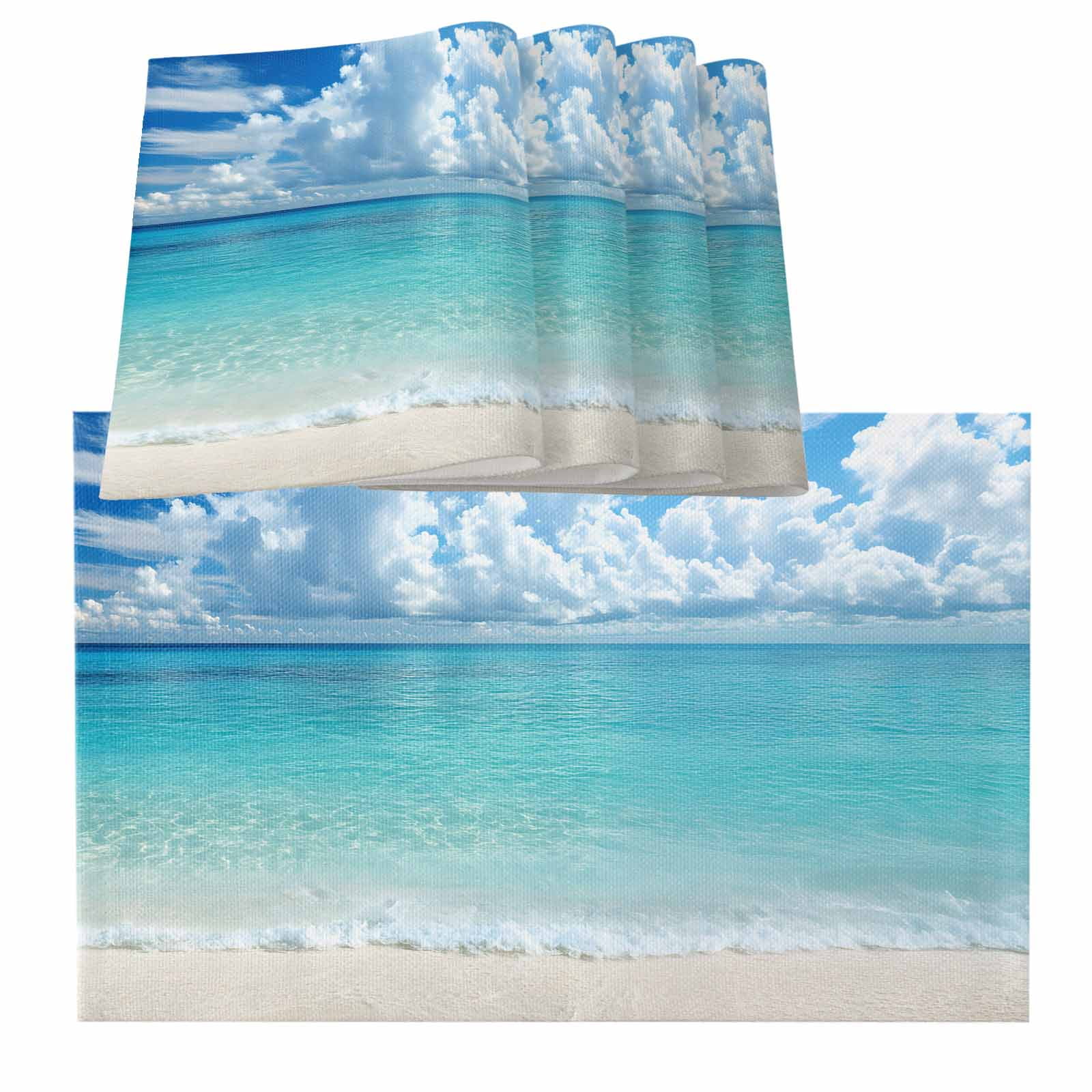 Ocean Blue Placemats for Dinning Table Set of 4, Beach Nature Coast Sea ...