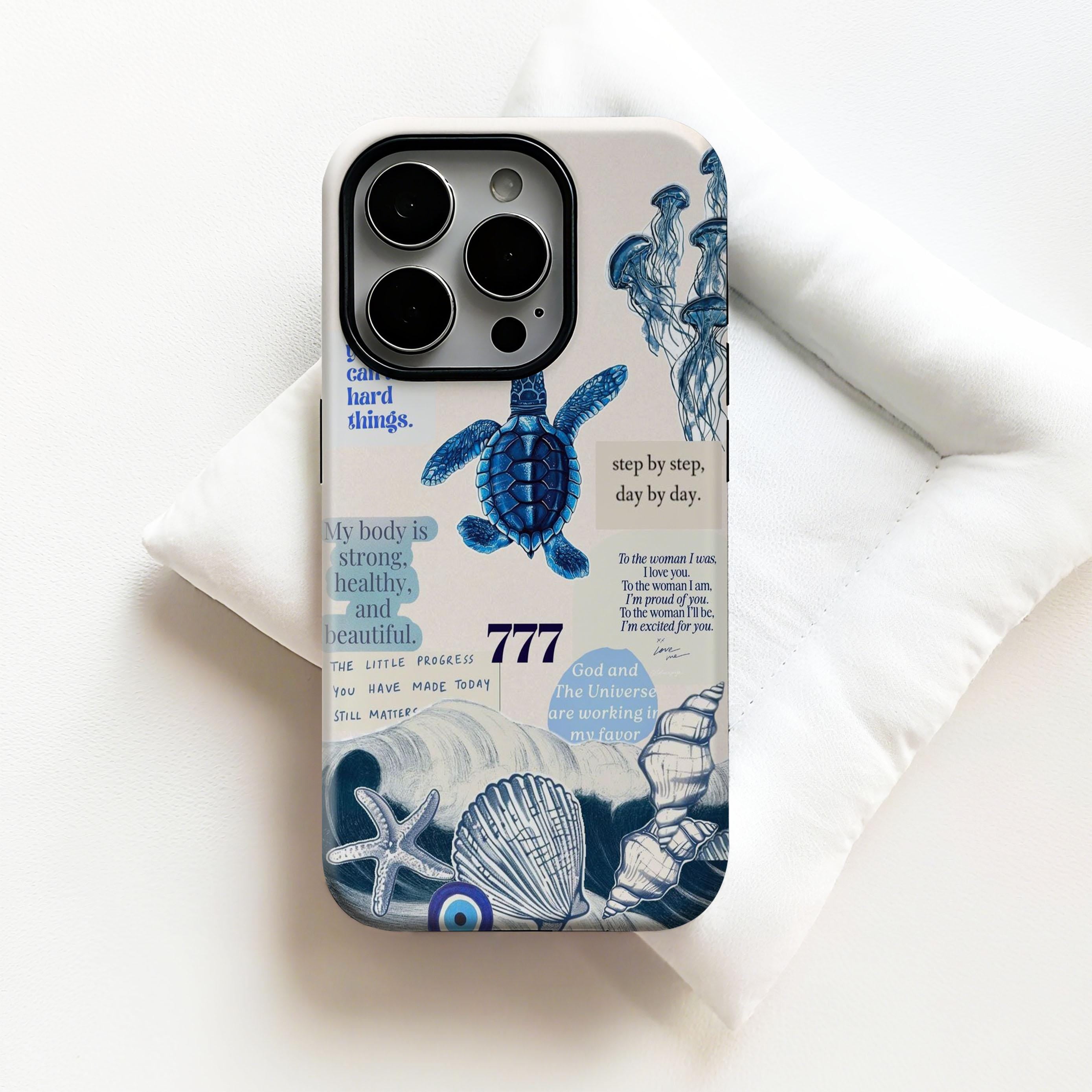 Ocean Blue Sea Turtle Starfish Shells Phone Case with iPhone 17 to 11 ...