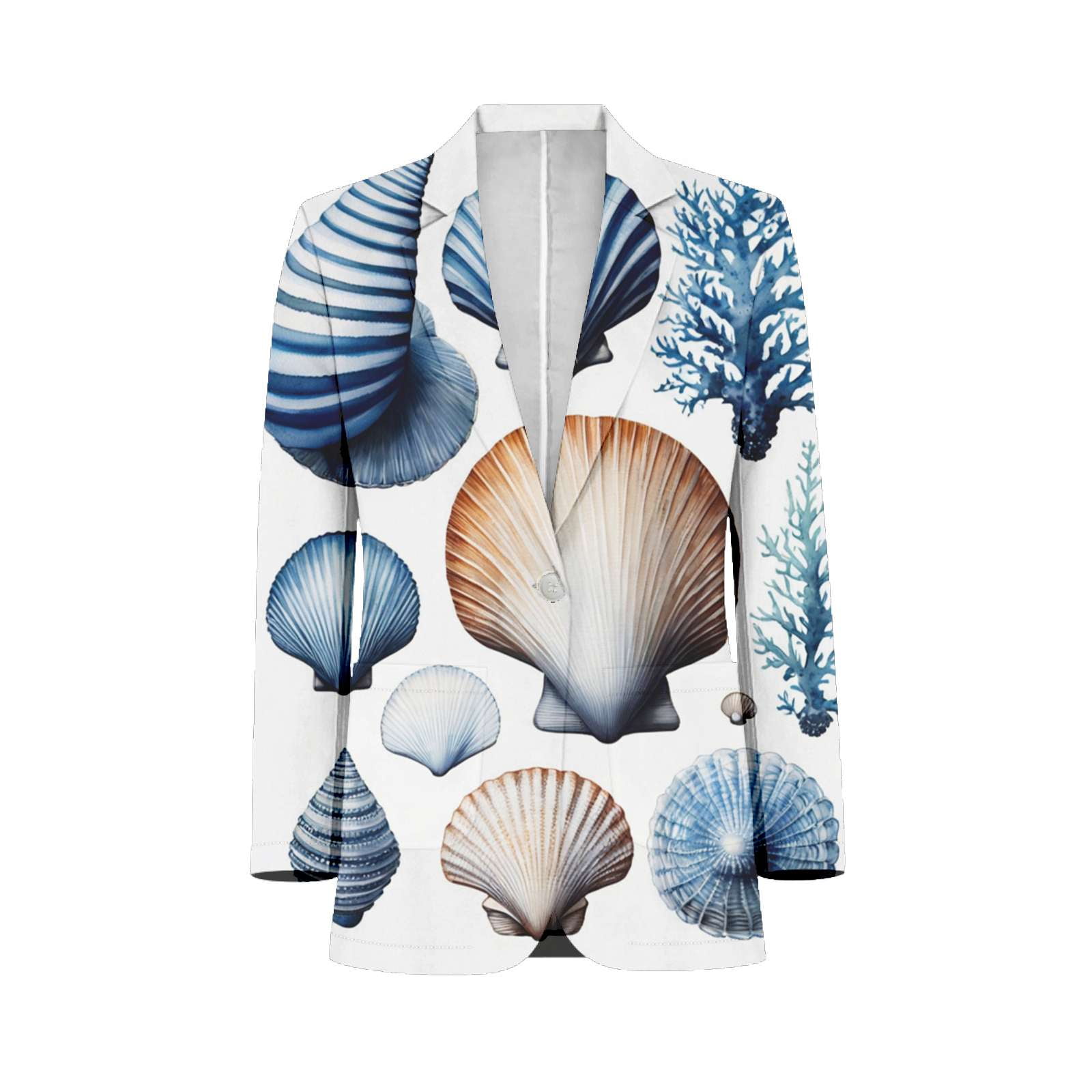Ocean Blue Seashell Coral Customized Men's Suits full man Shawl Collar ...