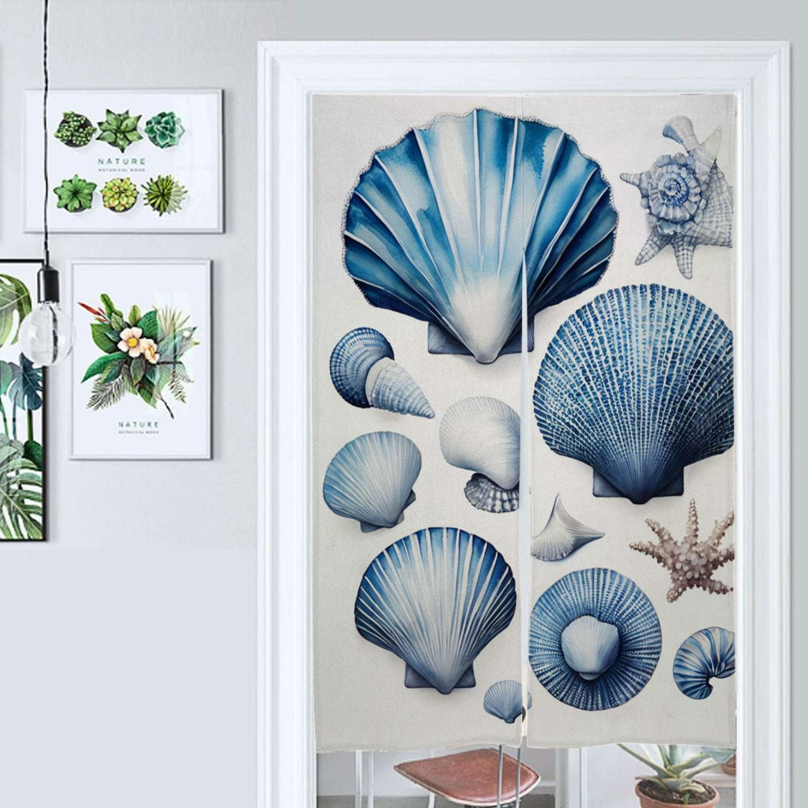 Ocean Blue Seashell Coral Door Curtain Nordic Living Room DoorCurtain ...