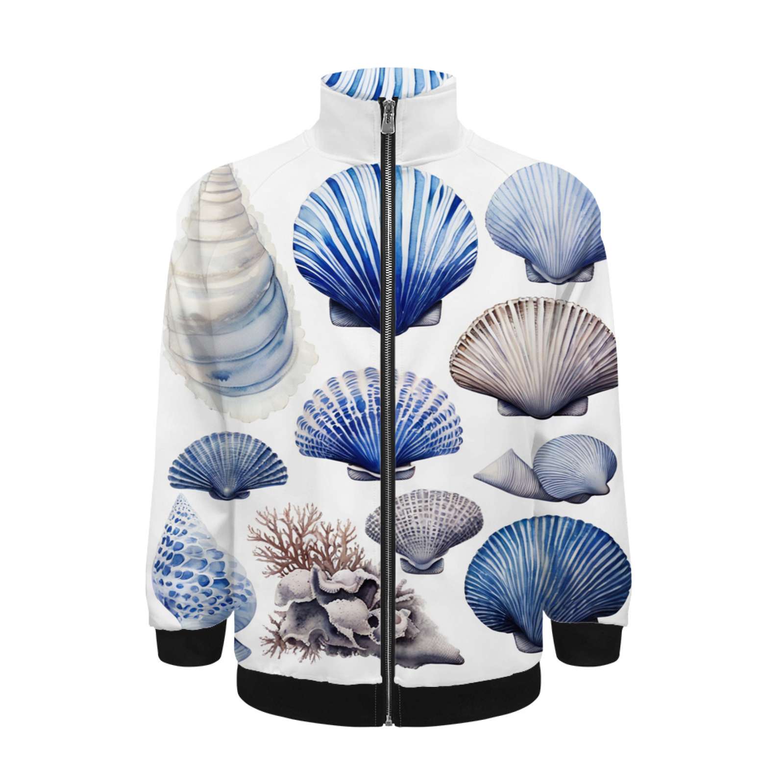 Ocean Blue Seashell Coral Jacket Men's Street Cool Long Sleeves Coat ...