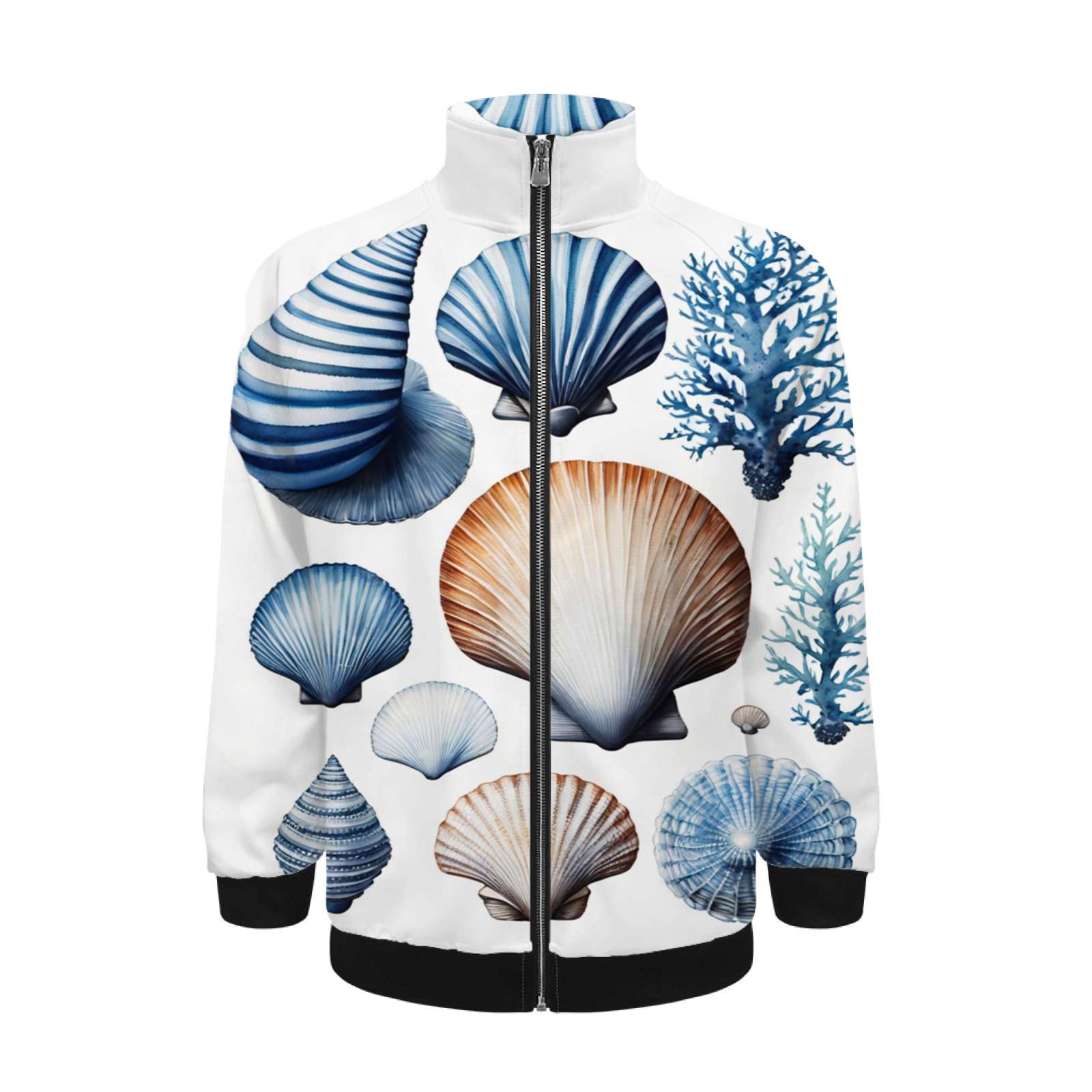 Ocean Blue Seashell Coral Jacket Men's Street Cool Long Sleeves Coat ...