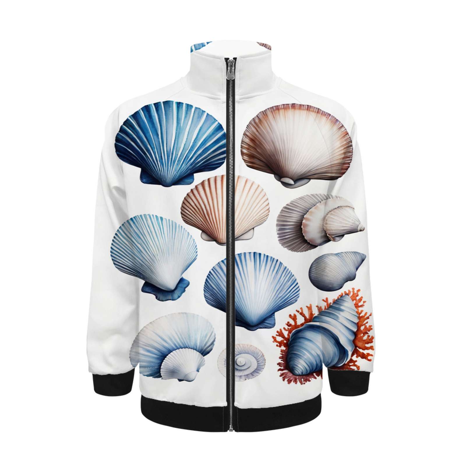 Ocean Blue Seashell Coral Jacket Men's Street Cool Long Sleeves Coat ...