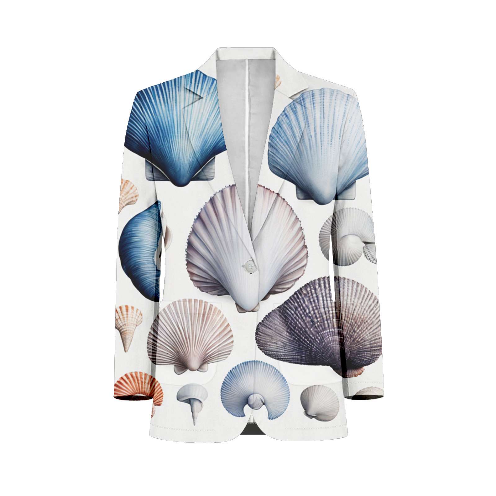Ocean Blue Seashell Coral Mens Suits Shawl Collar Slim Fit Suit Mens ...