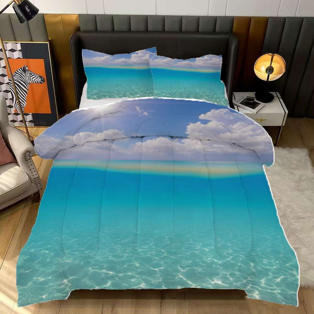 Ocean Blue Tranquility Vibes Comforter Set Full Size Bedding Set For ...