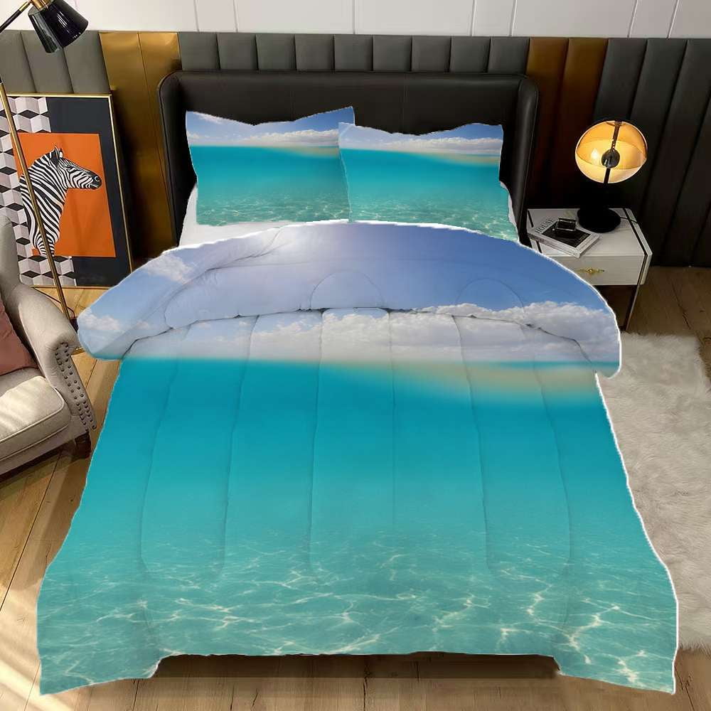 Ocean Blue Tranquility Vibes Comforter Set Queen Size Bedding Set For ...