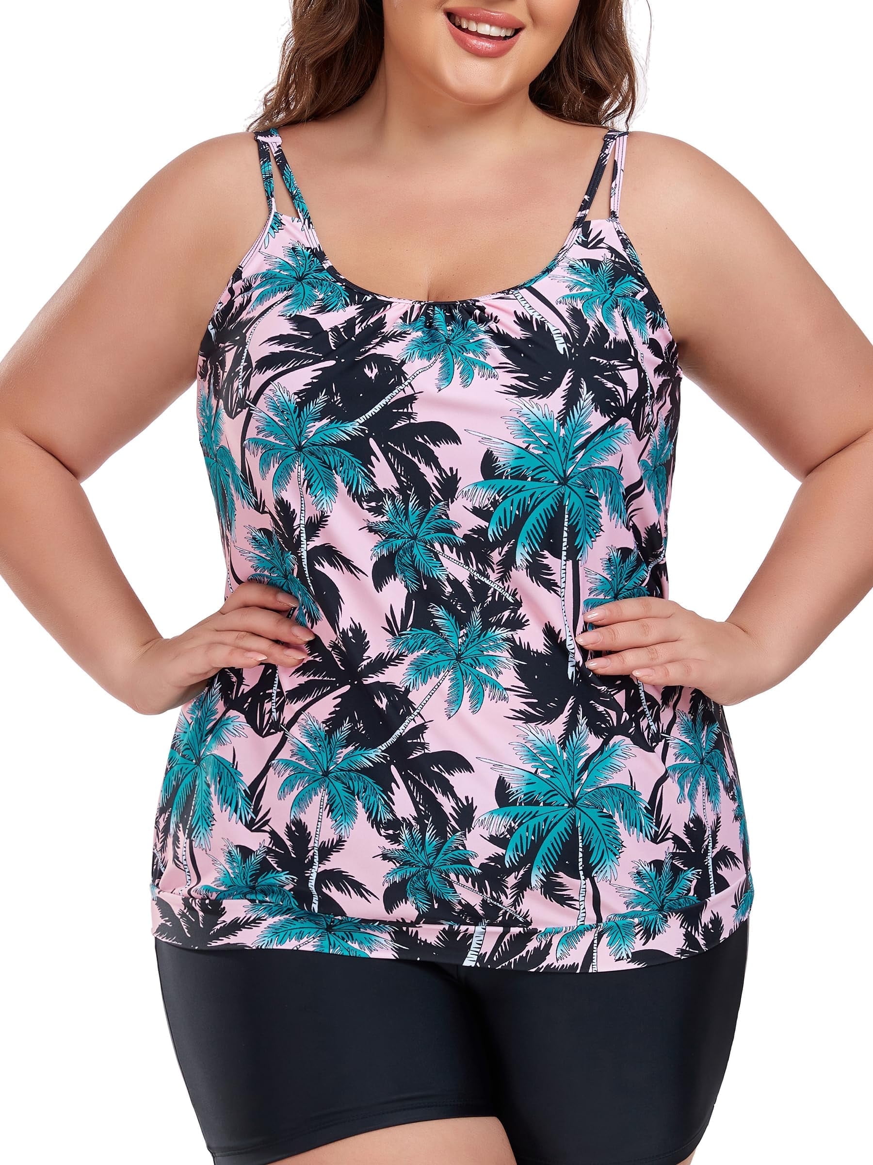 Ocean Blues Women's Plus Size Tankini Top Only Loose Fit Blouson ...
