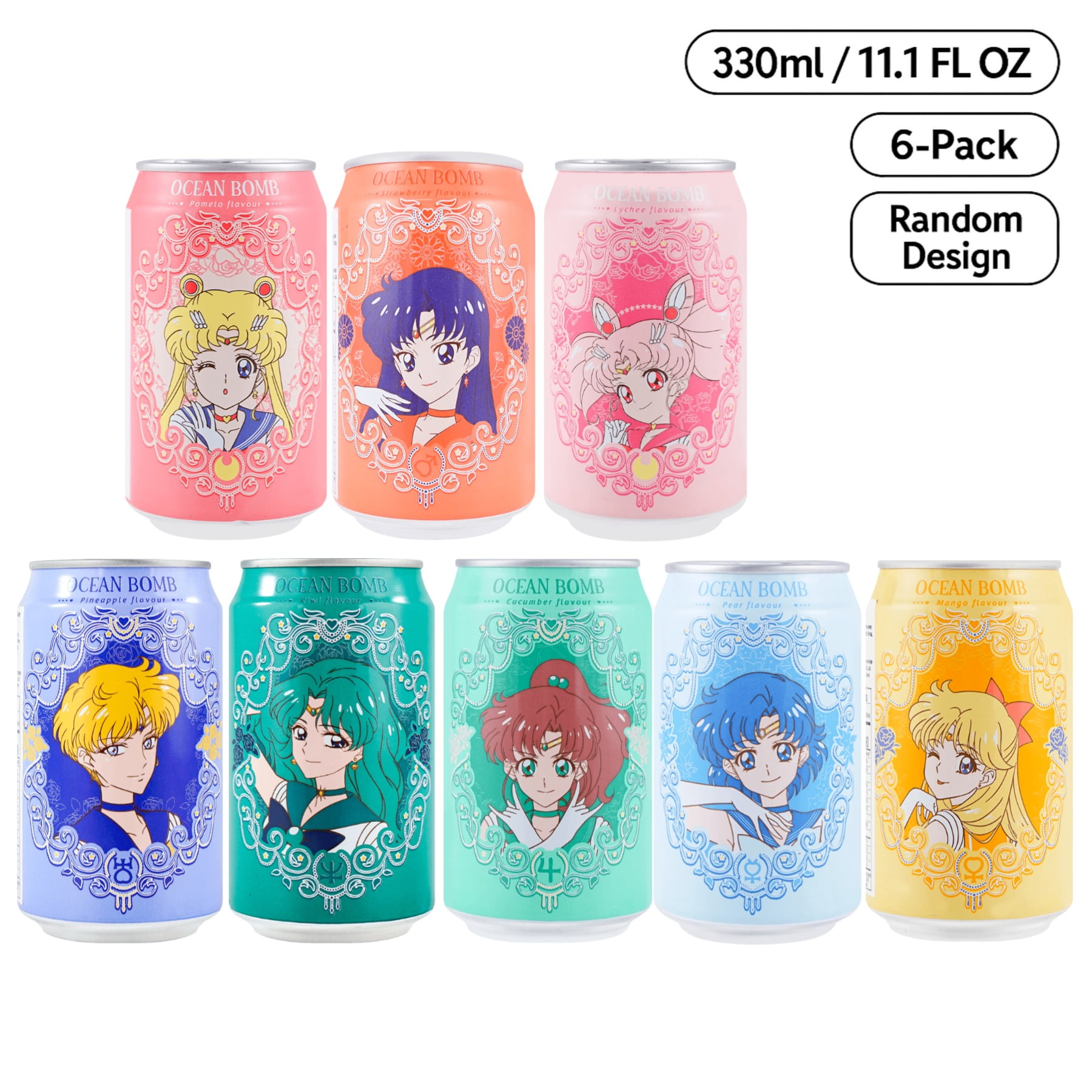 Ocean Bomb Sailor Moon Sparkling Water Flavor - 6 Packs, 11.10 FL ...