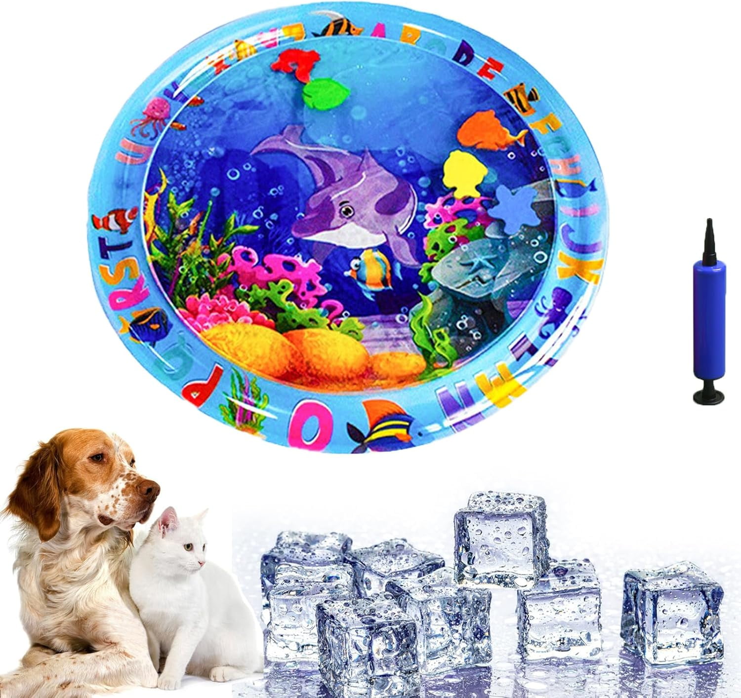 Ocean Breeze Splashland Cat Toy, Water Sensory Play Mat for Cats, Cat ...