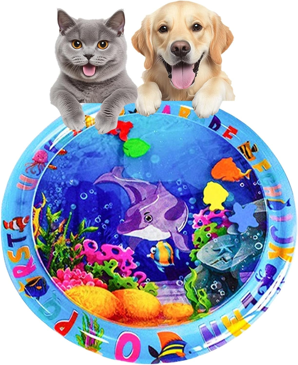Ocean Breeze Splashland for Cats & Dogs - 2-Layer Cat Water Mat with ...