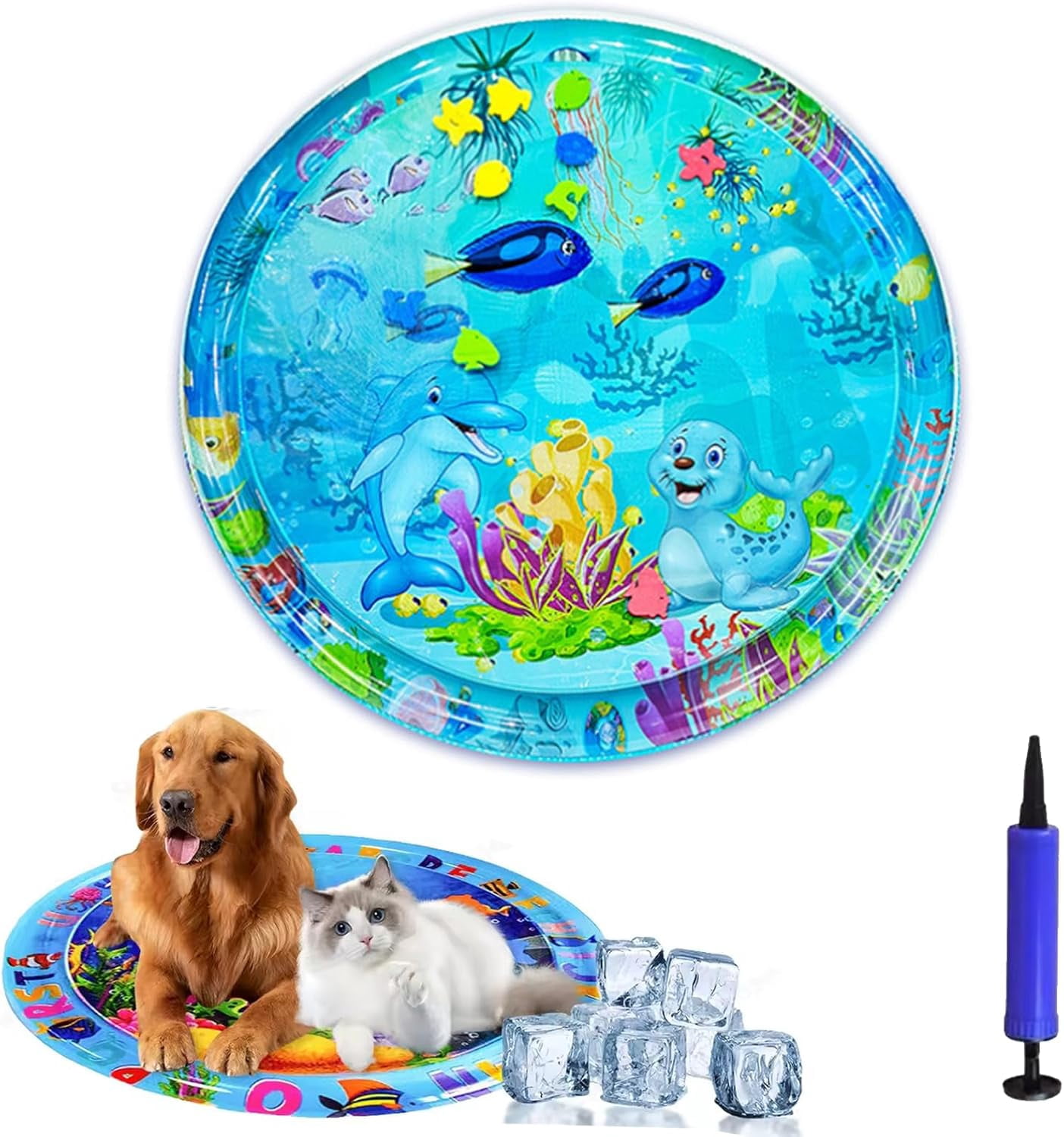 Ocean Breeze Splashland for Cats Dogs, Cat Water Mat with Fish, Cat ...