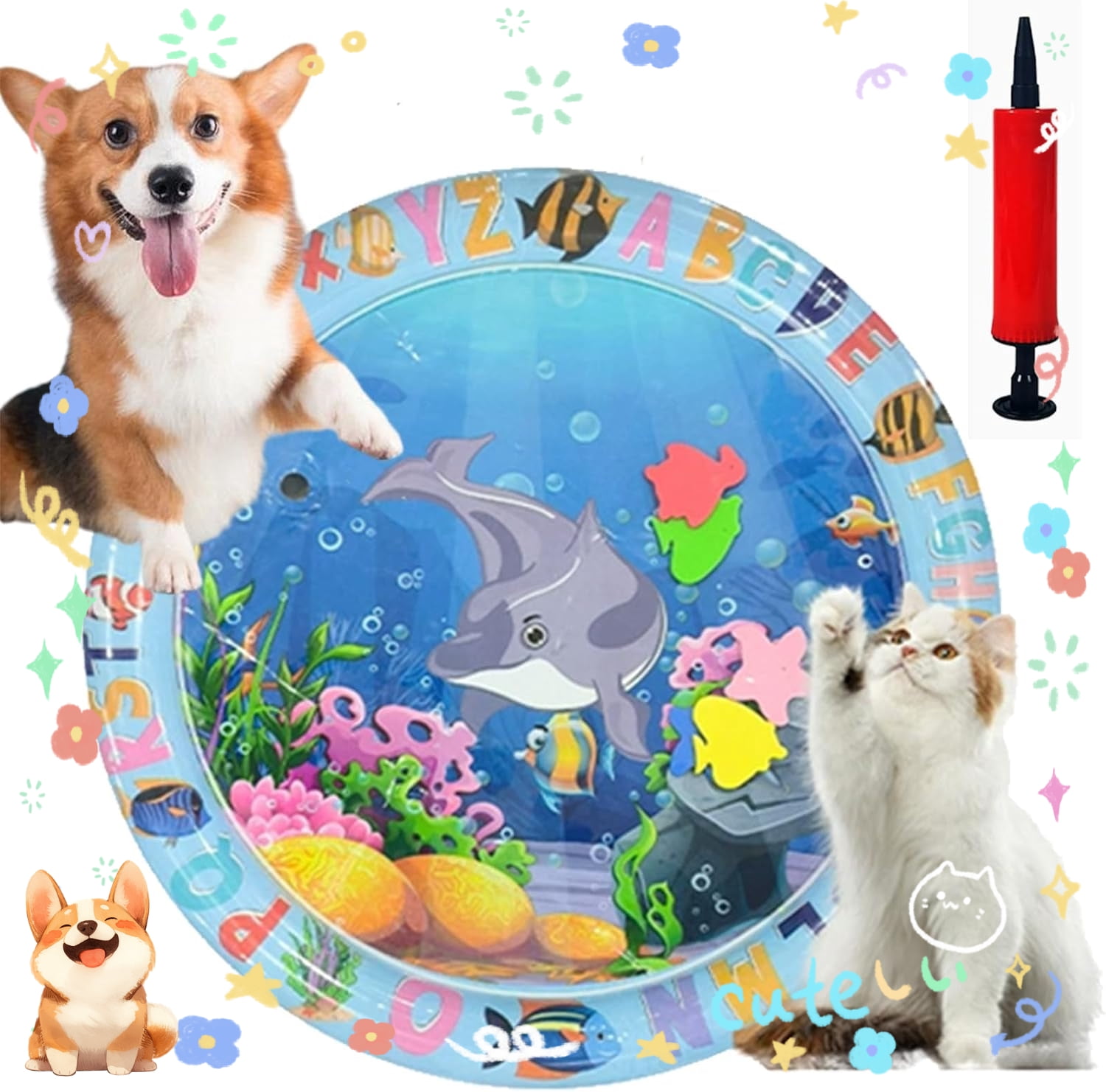 Ocean Breeze Splashland, Pet Water Bed for Dogs & Cats, Thickened ...
