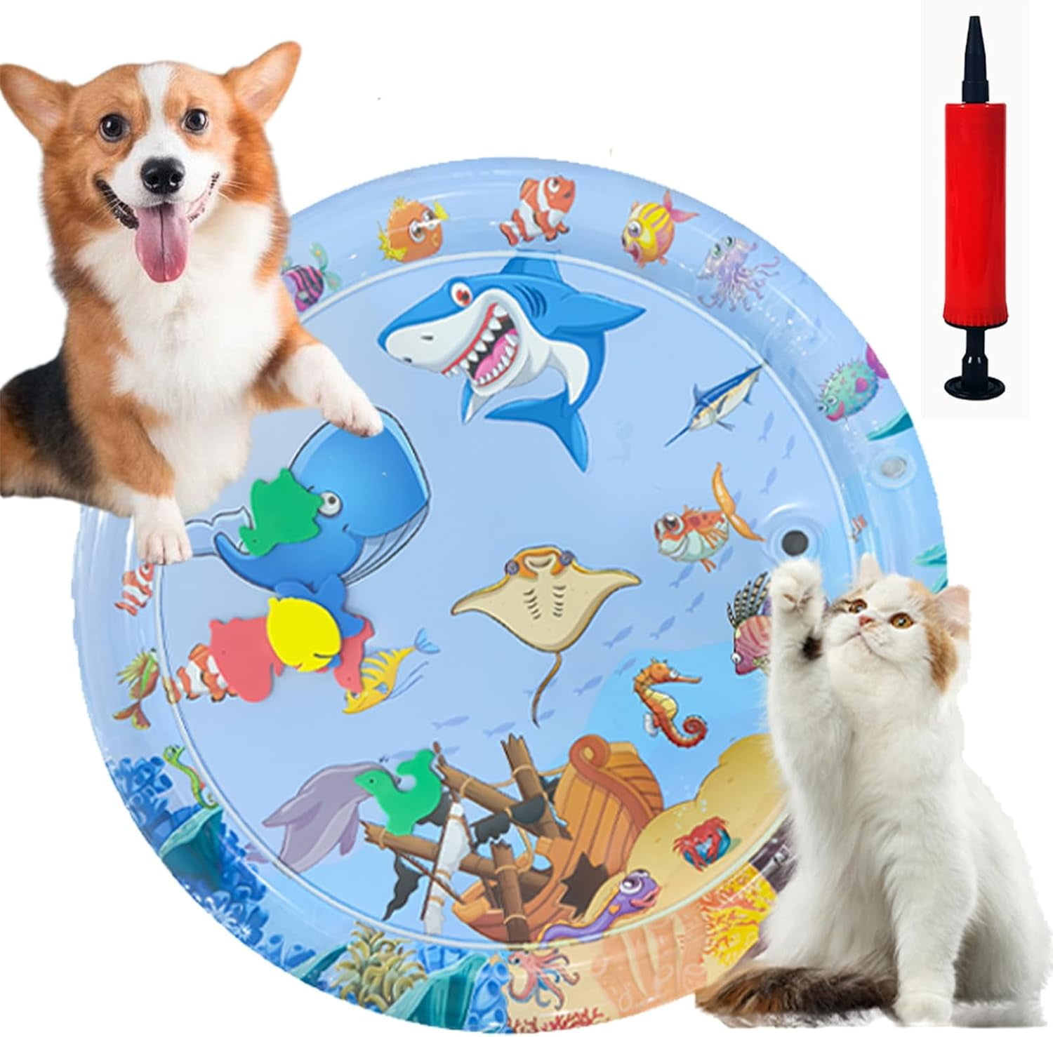 Ocean Breeze Splashland, Pet Water Bed for Dogs & Cats, Thickened ...