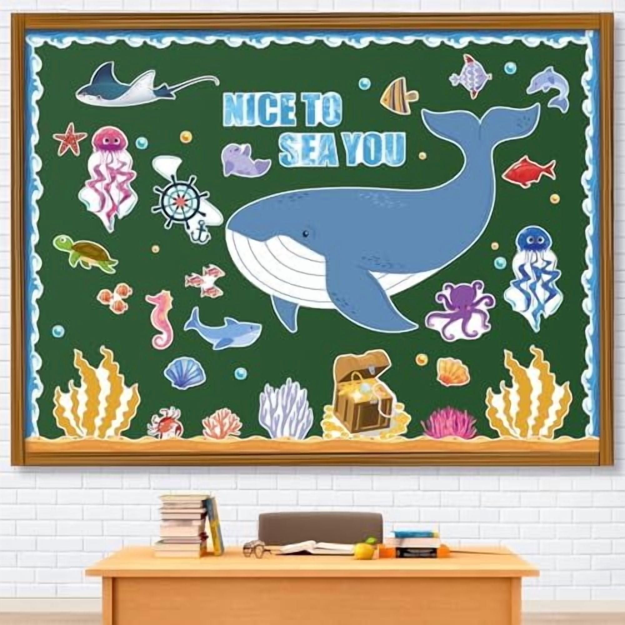 Ocean Bulletin Board Decoration Nice to Sea You Under the Sea Cutouts ...