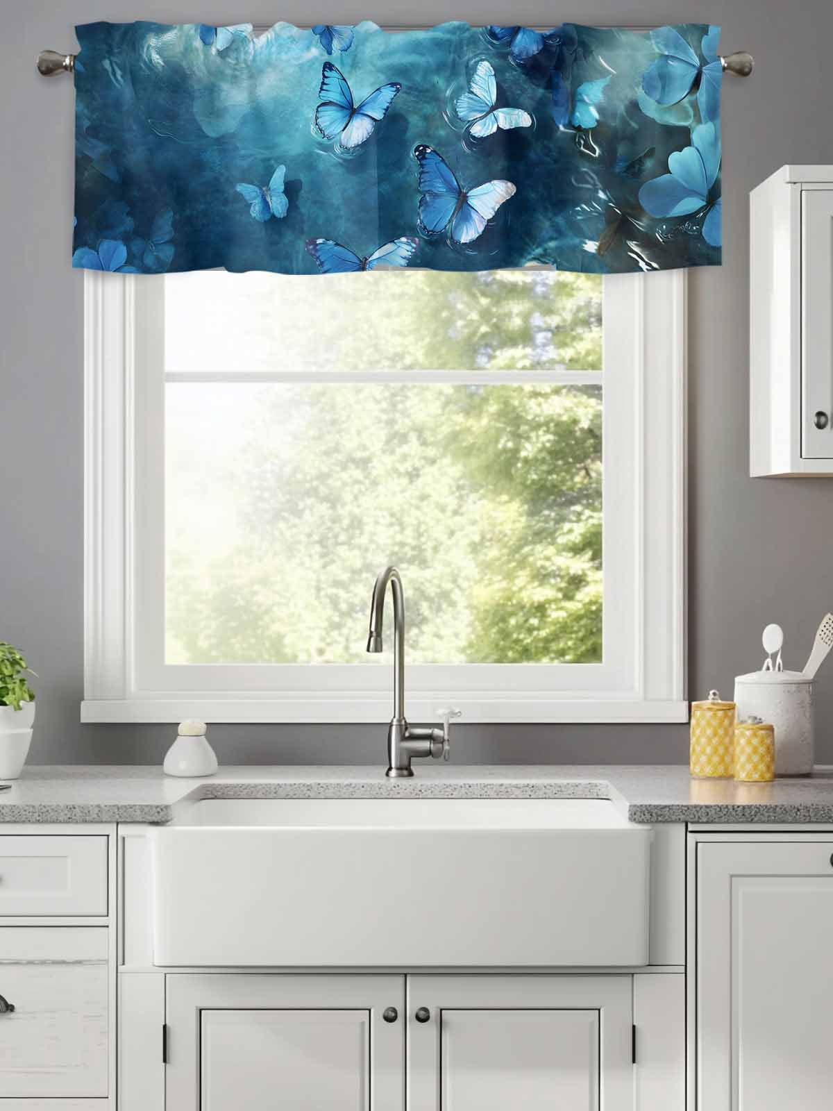 Ocean Butterfly Nature Coastal Hawaii Valances for Windows,Rod Pocket ...