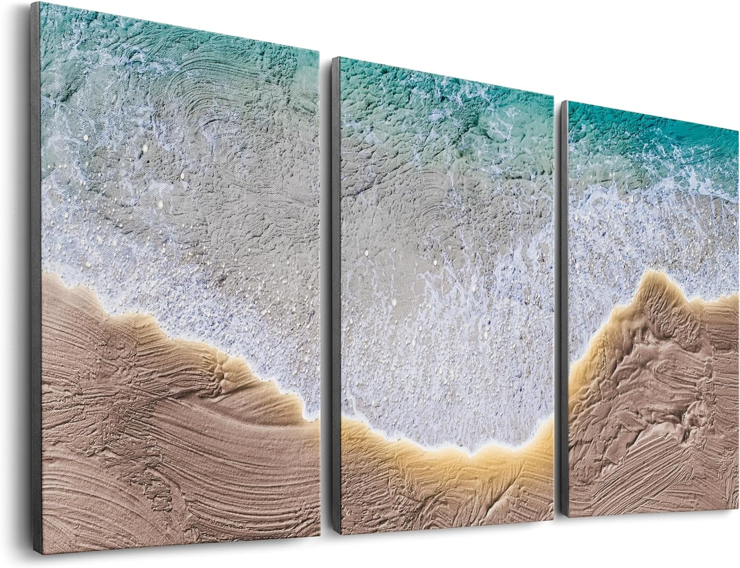 Ocean Canvas Wall Art Abstract Beach Framed Wall Decor Coastal Textured ...