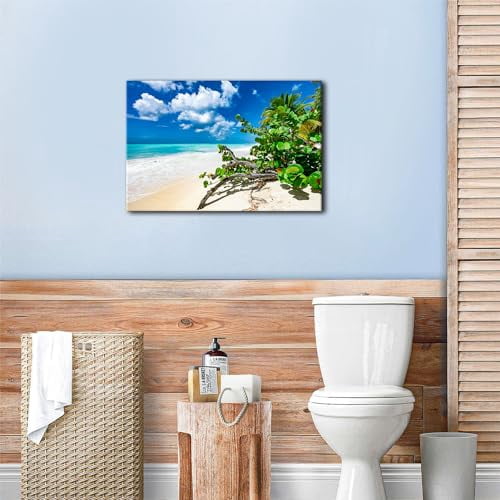 Ocean Canvas Wall Art Blue Beach Seascape Panoramic Wall Decor Coastal ...
