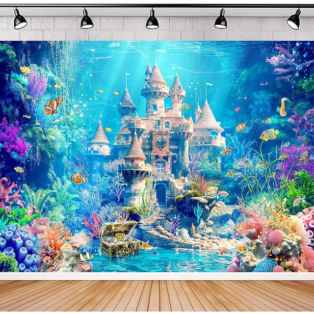 Ocean Castle Backdrop Princess Underwater Sea Fairy Birthday Wonderland ...