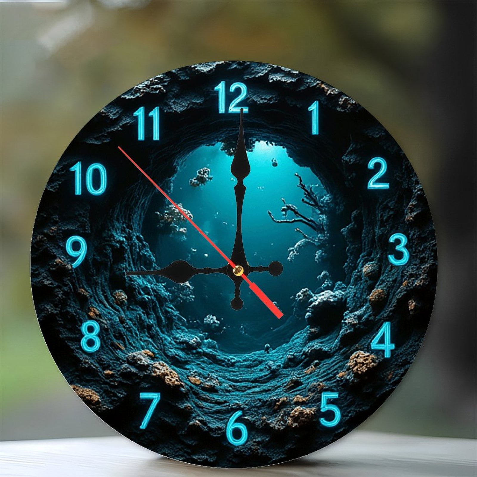 Ocean Cave Wall Clock Unique Design Home Decor 10-Inch Silent Wooden ...
