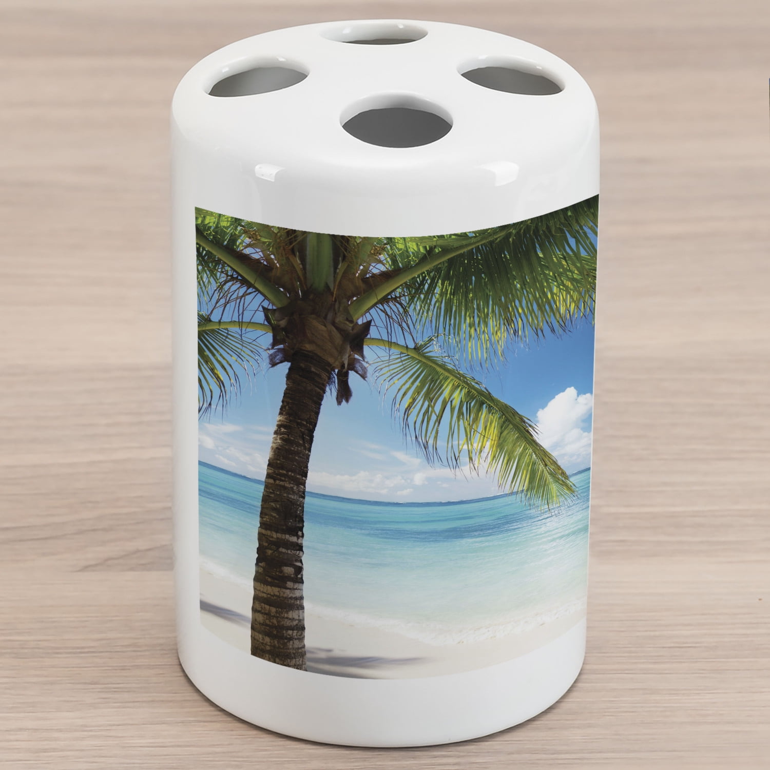 Ocean Ceramic Toothbrush Holder, Exotic Beach Water and Palm Tree by ...