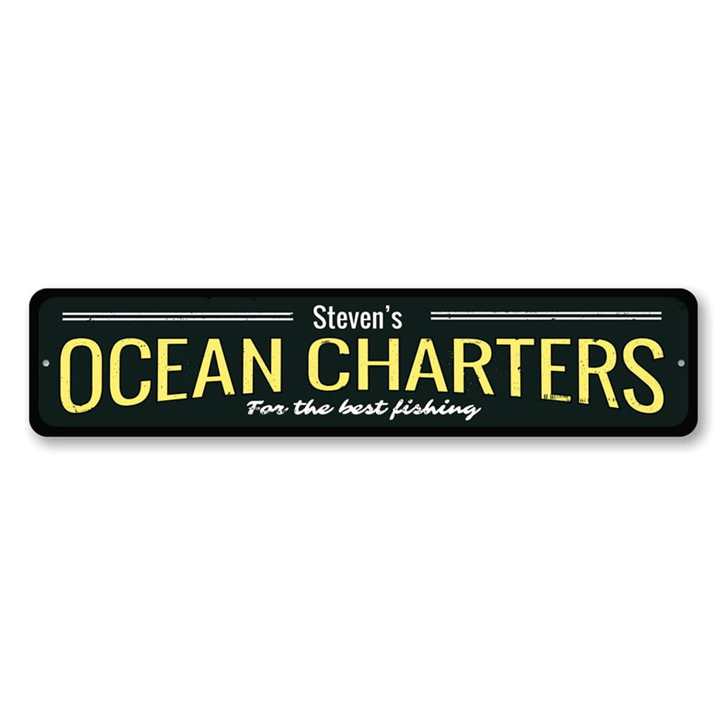 Ocean Charters Sign, Best Fishing Sign, Custom Name Beach House Decor ...