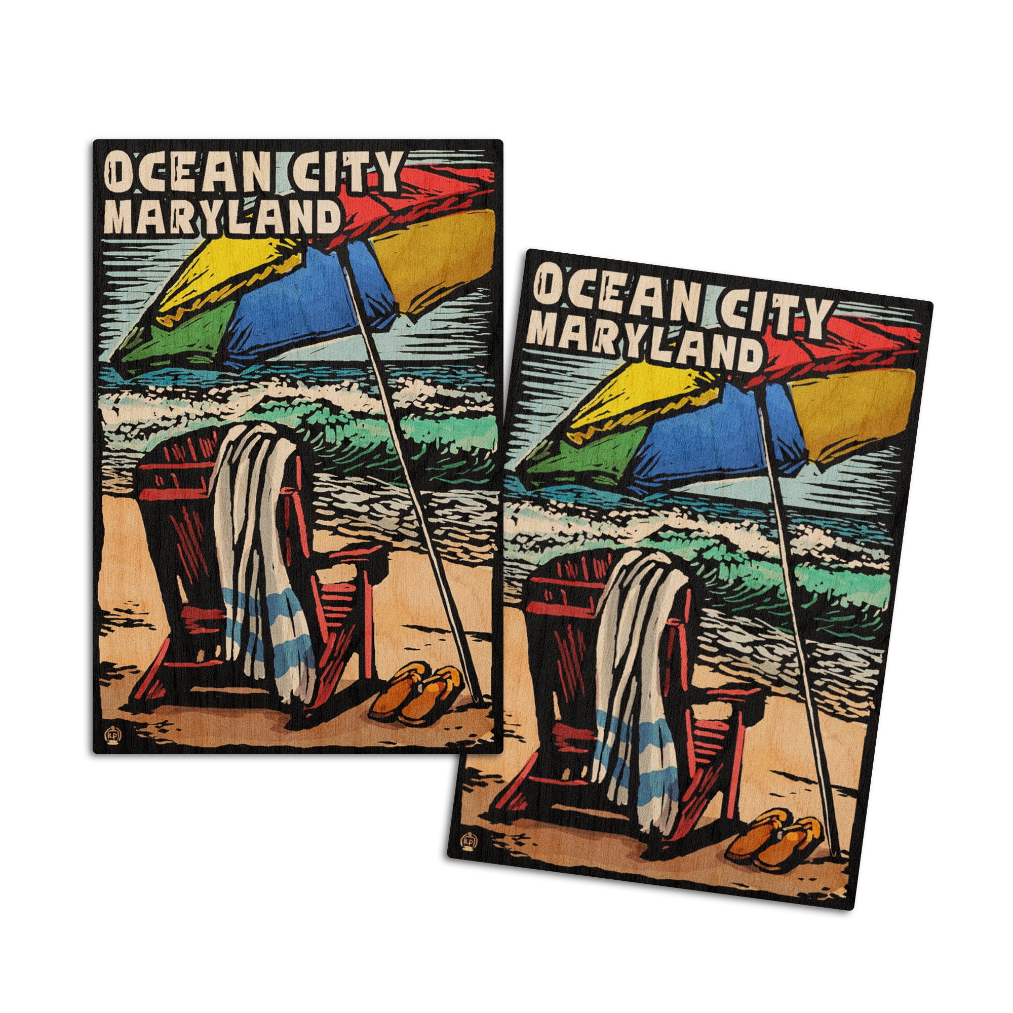 Ocean City, Maryland, Beach Chair, Scratchboard (4x6 Birch Wood ...