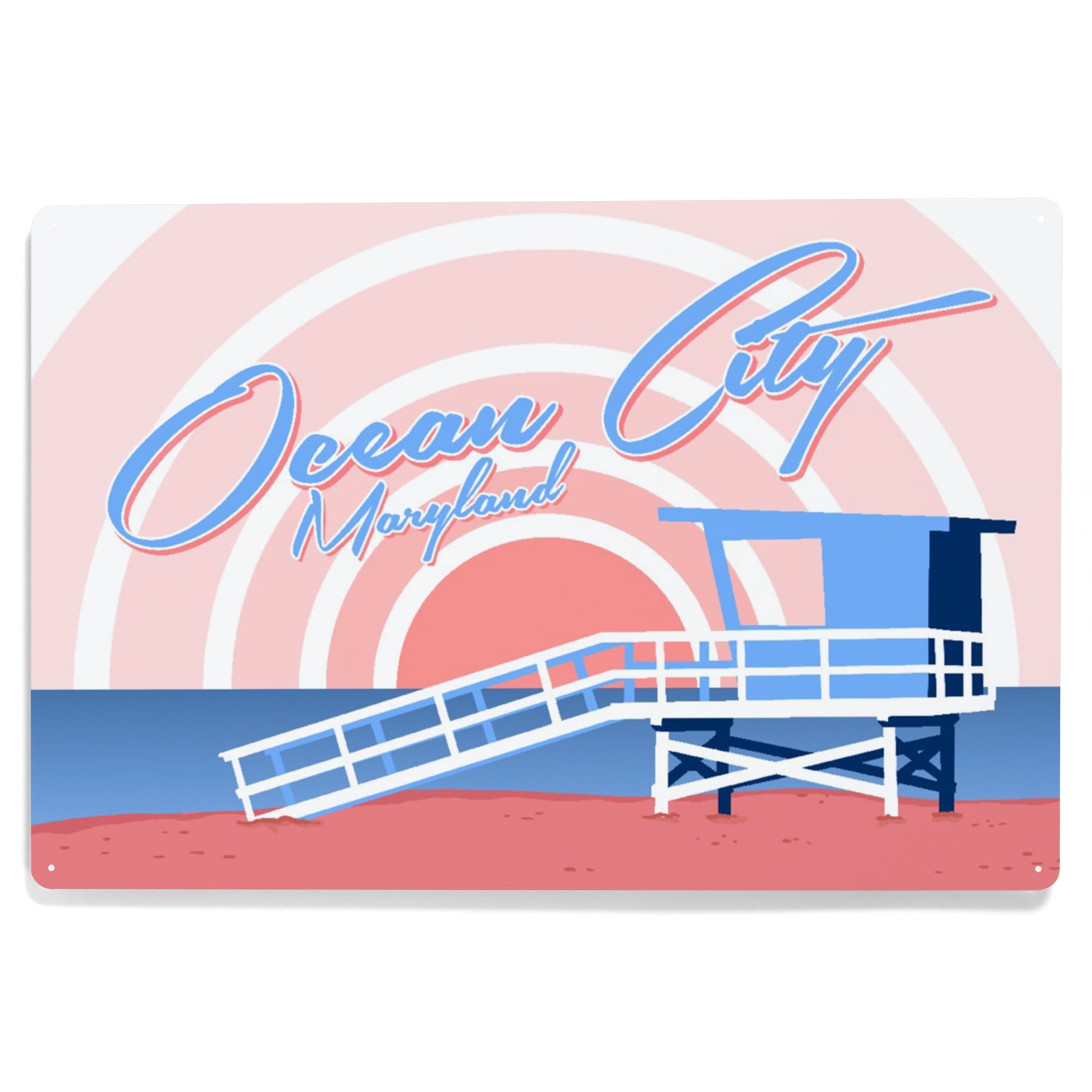 Ocean City, Maryland, Beach Lifeguard Shack (12x18 Aluminum Art, Indoor ...