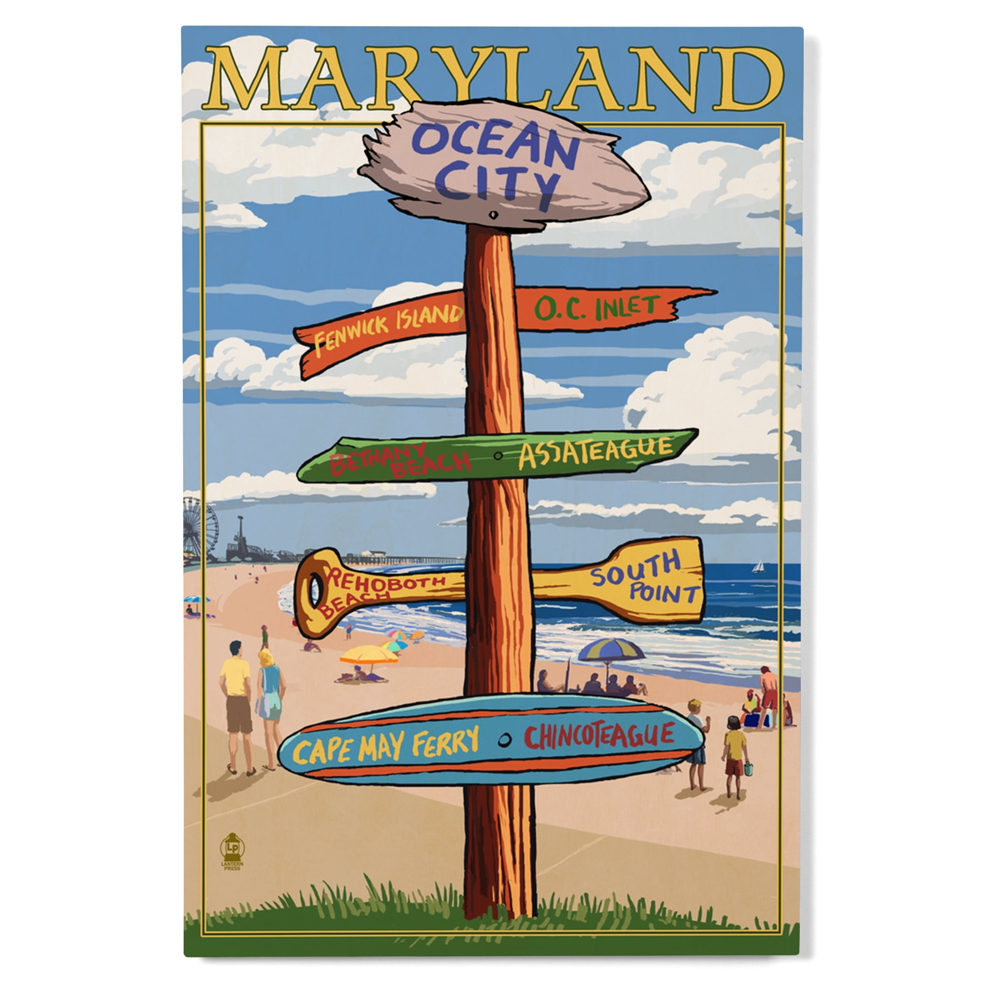 Ocean City, Maryland, Destinations Sign Birch Wood Wall Sign (12x18 ...