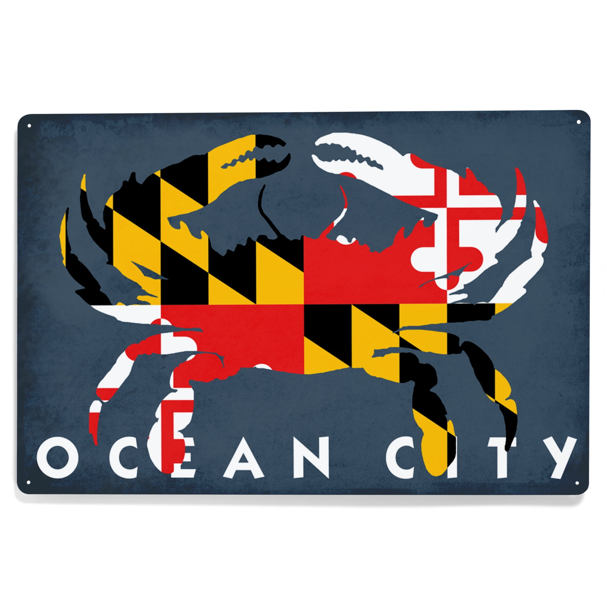 Ocean City, Maryland, Maryland Flag Crab (12x18 Aluminum Art, Indoor ...